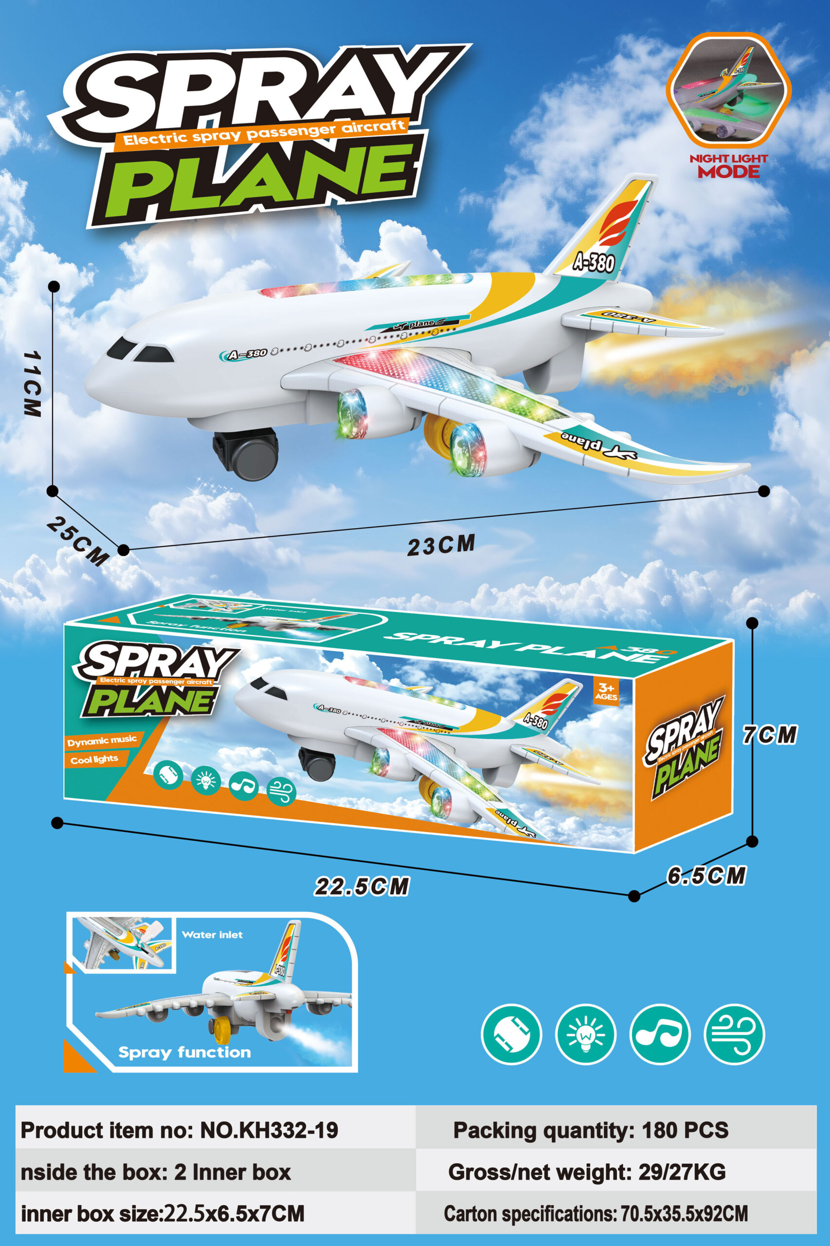 Whosale Electric spray universal wheel airplane toy simulation airliner ...
